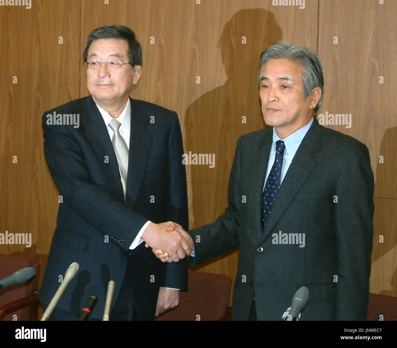 TOKYO, Japan - Shoji Muneoka (L), vice president of Nippon Steel Corp ...