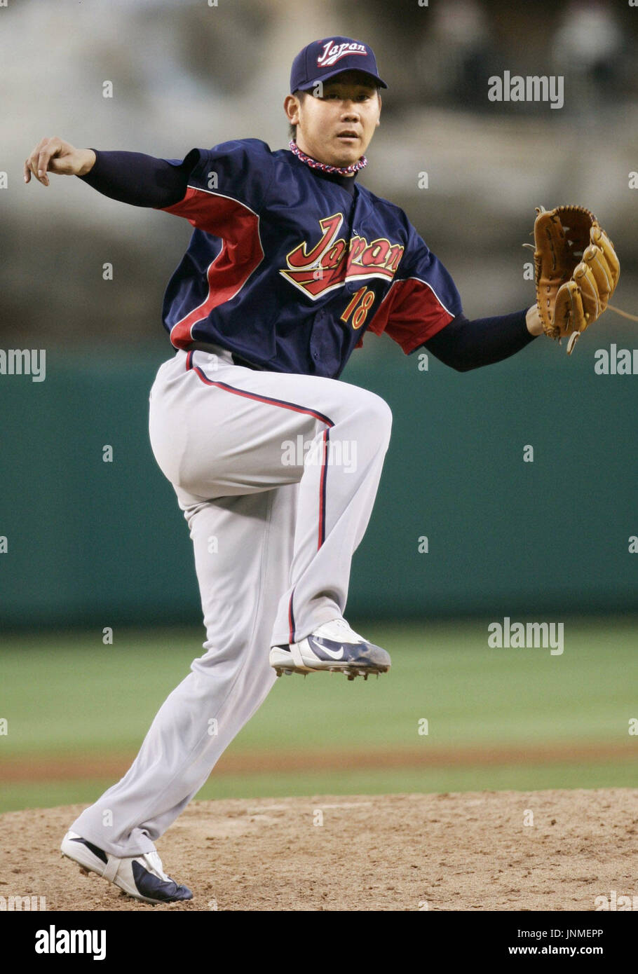 ANAHEIM, United States - Team Japan starter Daisuke Matsuzaka holds ...