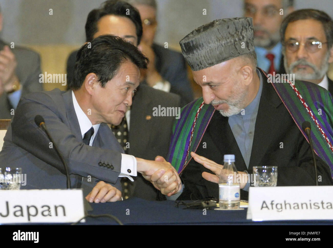 TOKYO, Japan - Japanese Foreign Minister Taro Aso (L) and Afghan ...