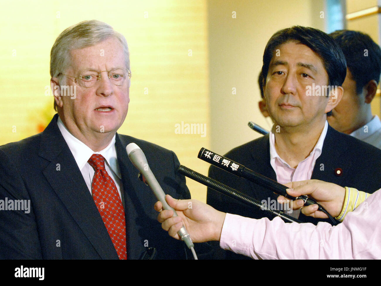 TOKYO, Japan - U.S. Ambassador to Japan Thomas Schieffer (L) speaks to ...
