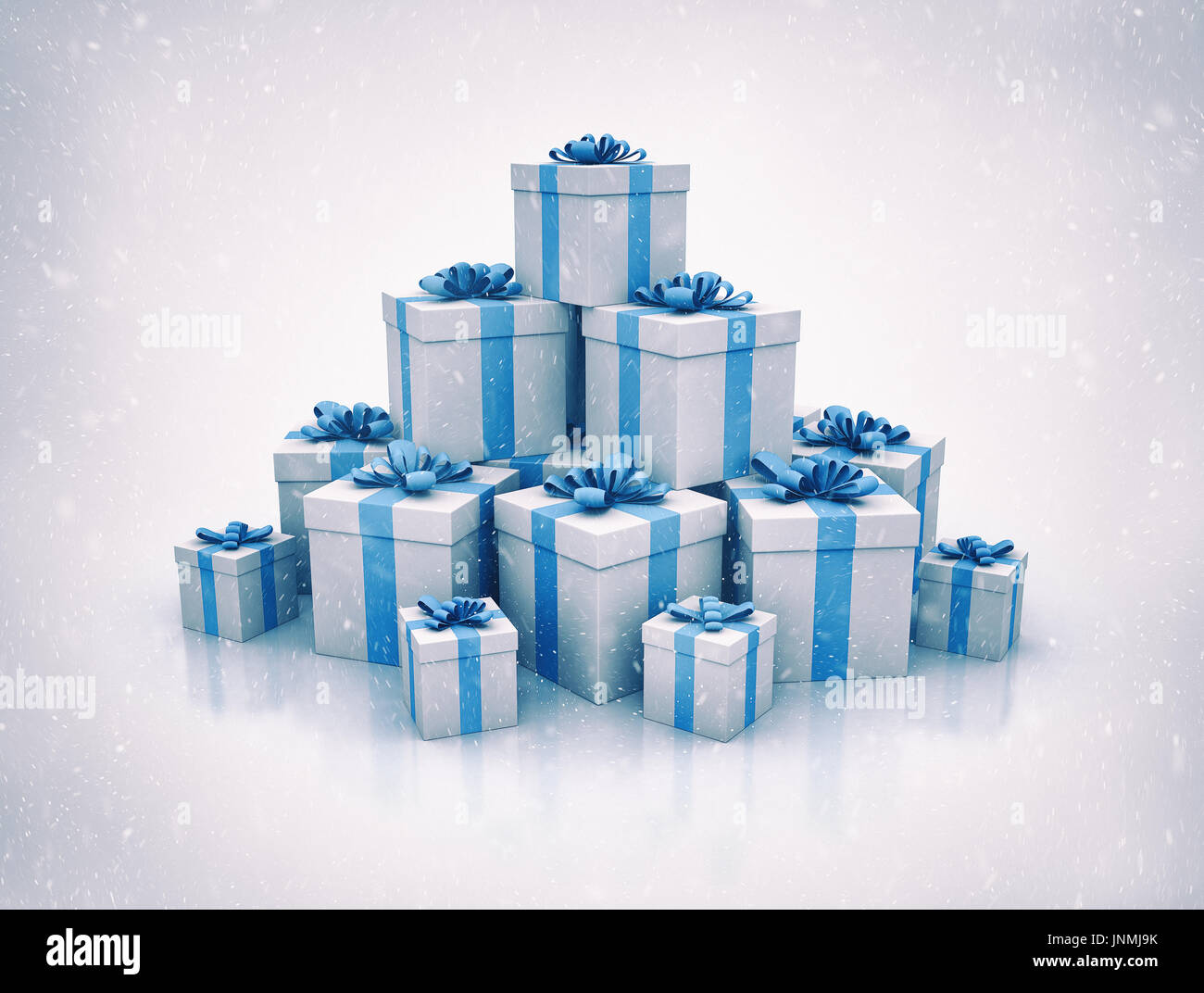 Stack of blue gift boxes 3d render Stock Photo - Alamy