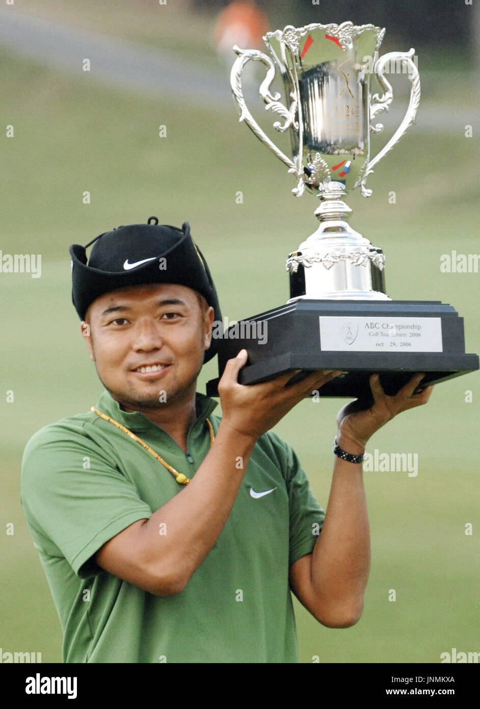 KATO, Japan - Shingo Katayama holds his cup after winning the ABC ...
