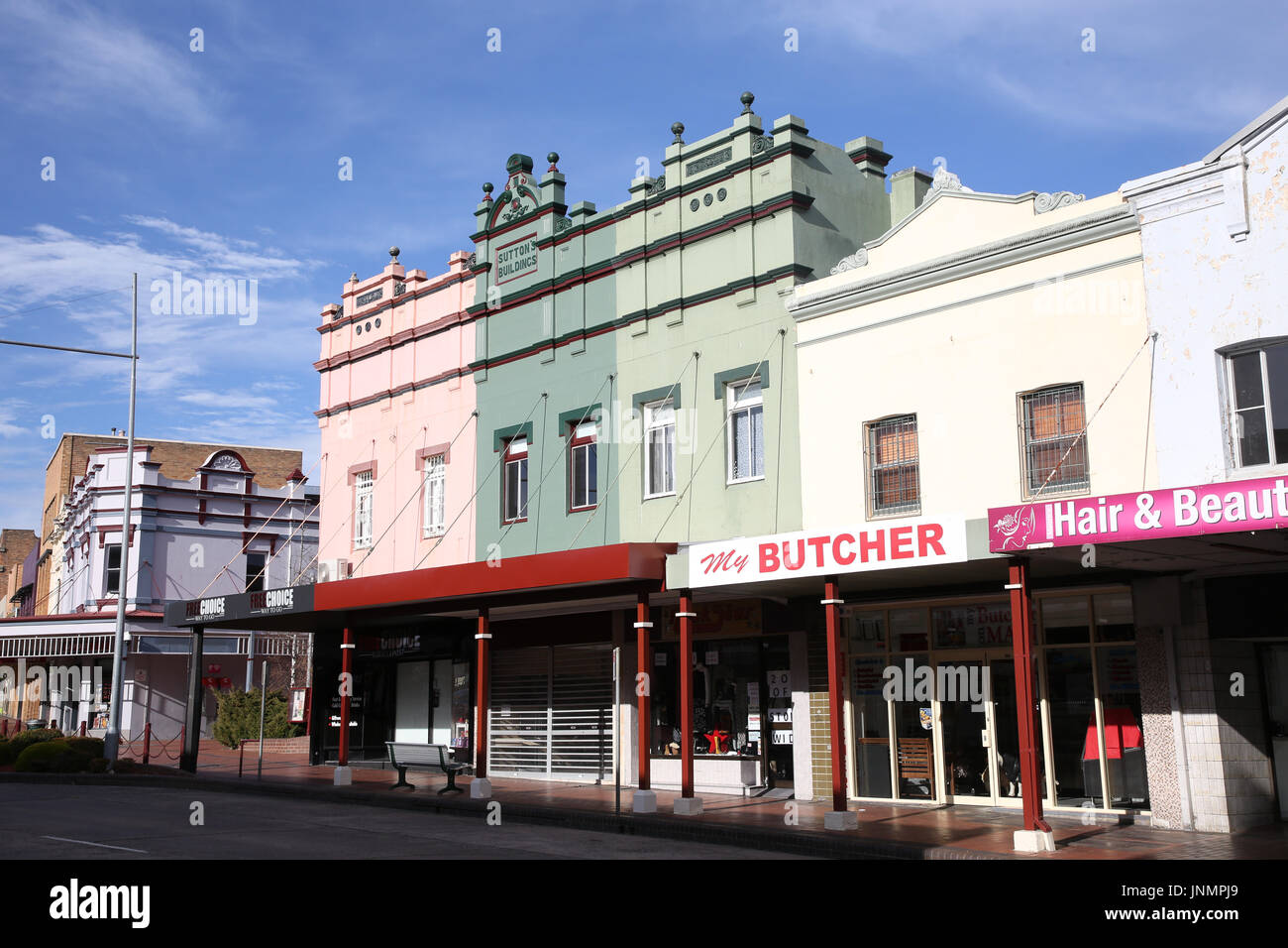 Buildings on Main Street, Lithgow in New South Wales, Australia Stock ...