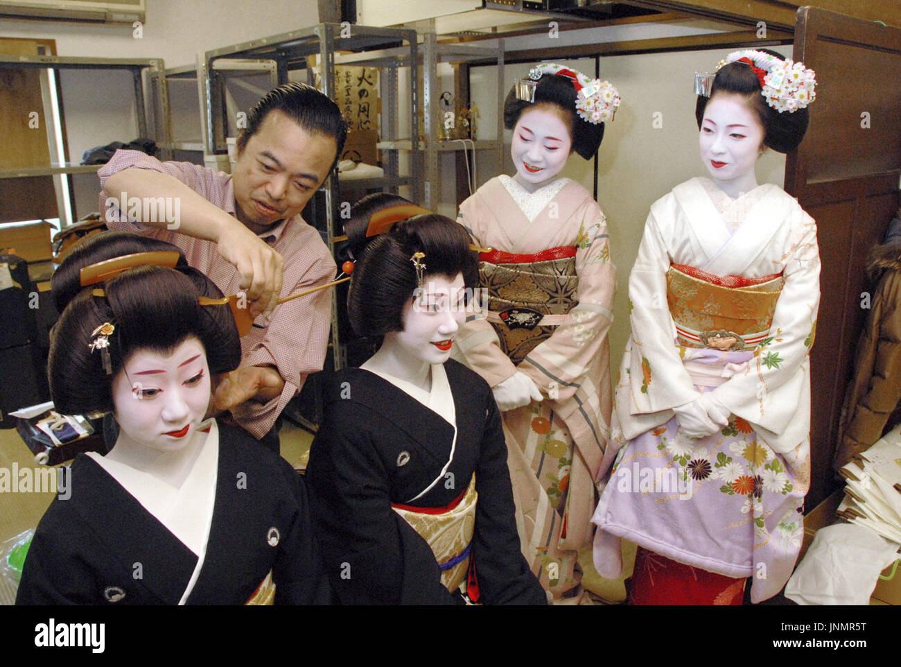 KYOTO, Japan - Traditional ''geisha'' and maiko'' dancers prepare their ...