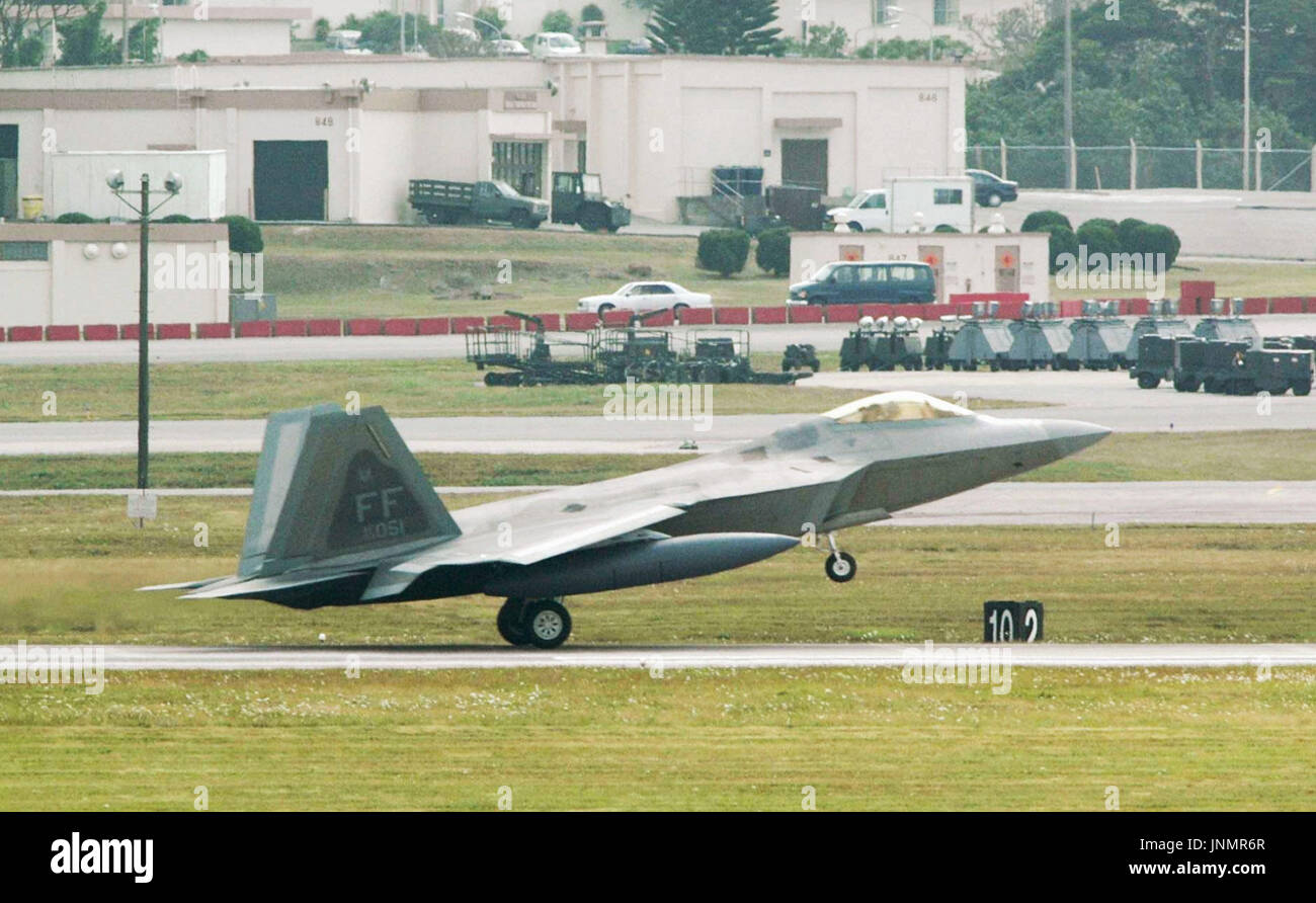 NAHA, Japan - A F-22A Raptor, the newest U.S. stealth fighter, touches ...