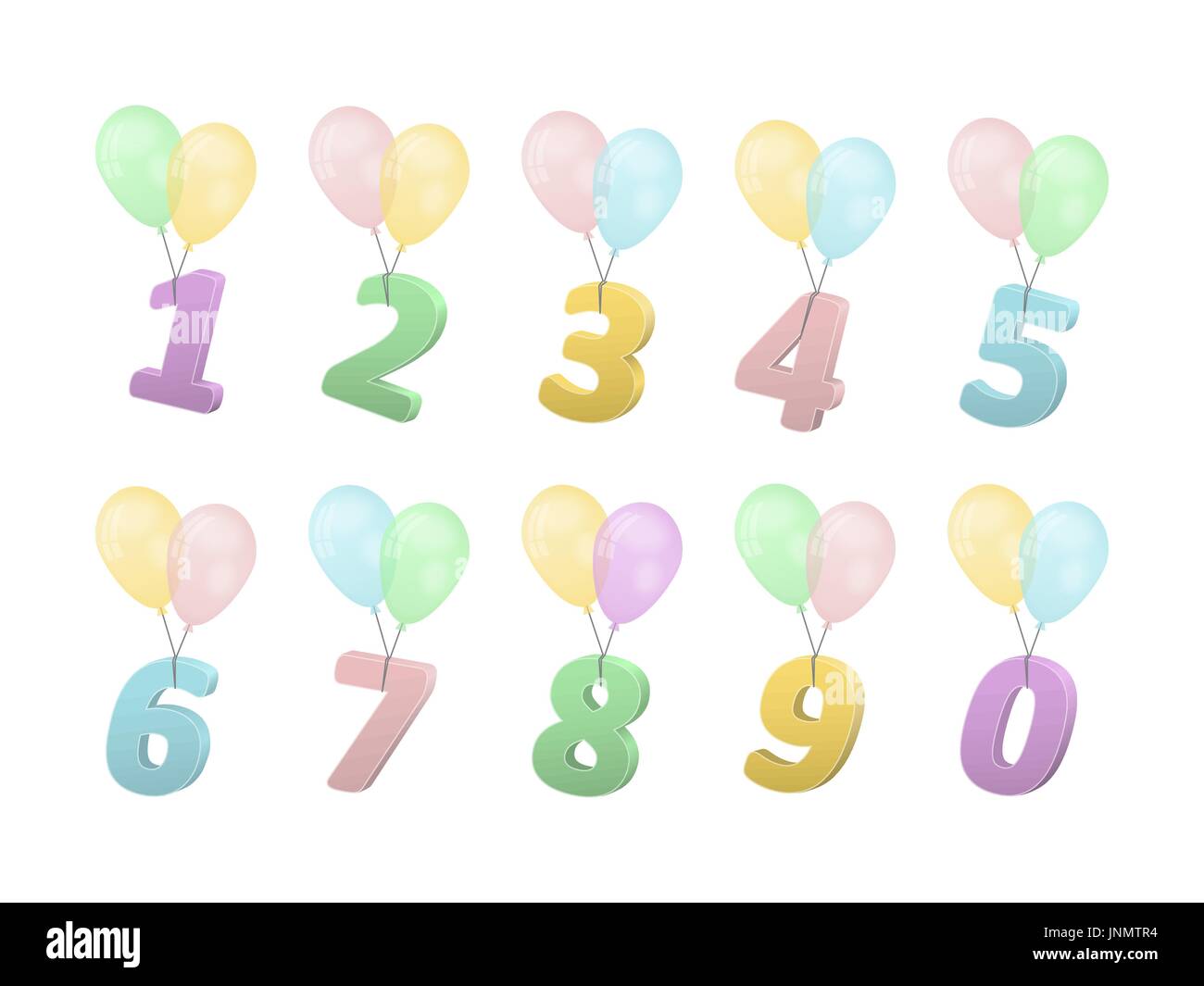 set of volume numbers on balloons for birthday Stock Vector Image & Art ...