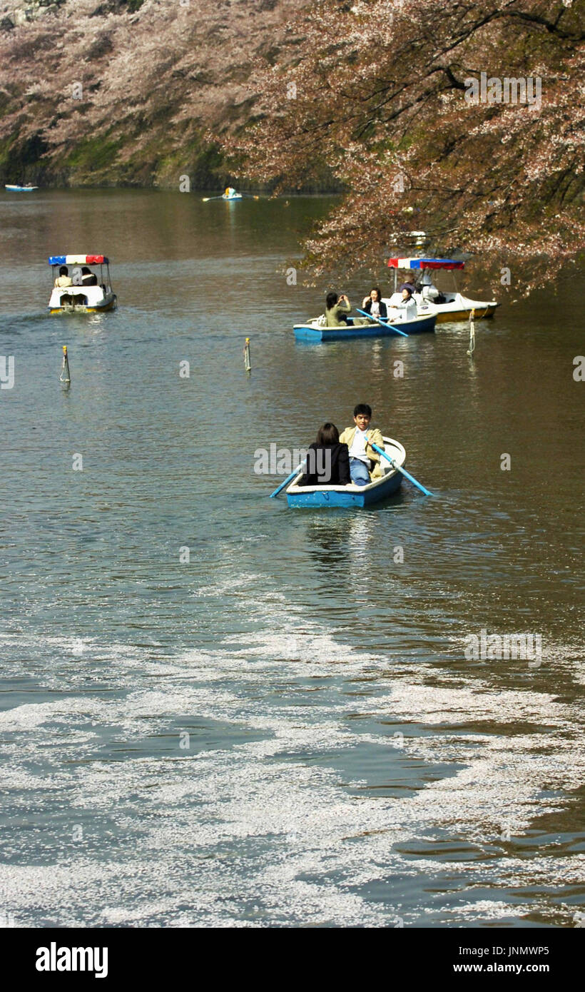 TOKYO, Japan - People rowing boats in Chidorigafuchi in Tokyo watch the ...