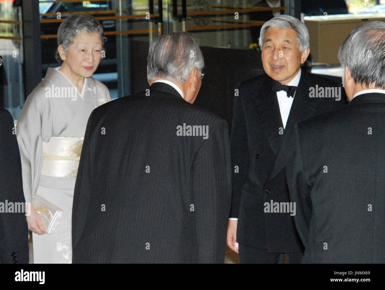 TOKYO, Japan - Emperor Akihito (2nd from R) and Empress Michiko (far left) attend a Japan Prize ...
