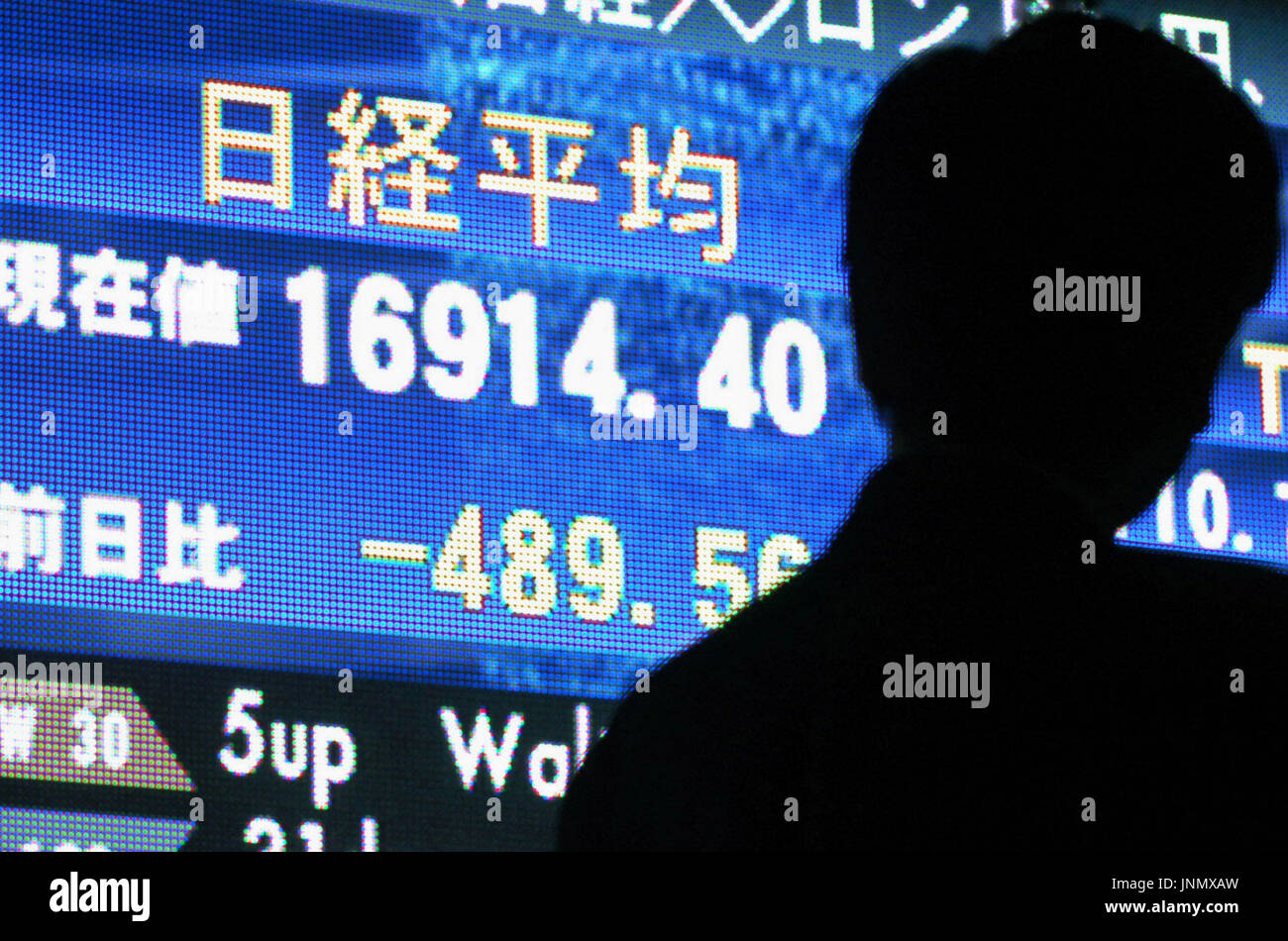 TOKYO, Japan - A stock board in Tokyo's Marunouchi district shows Japan ...