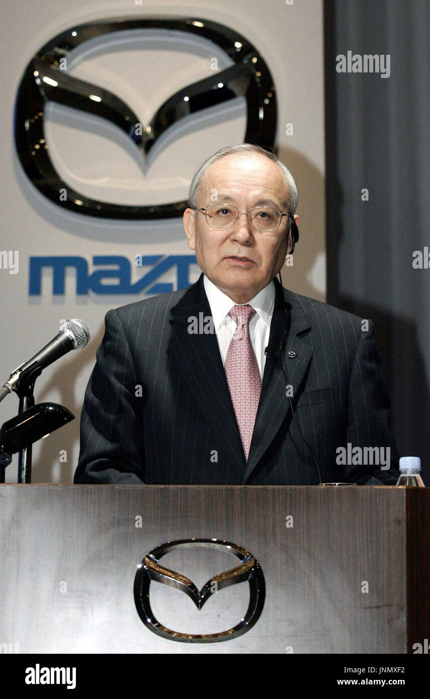 HIROSHIMA, Japan - Mazda Motor Corp. Chairman Kazuhisa Watabe speaks at ...