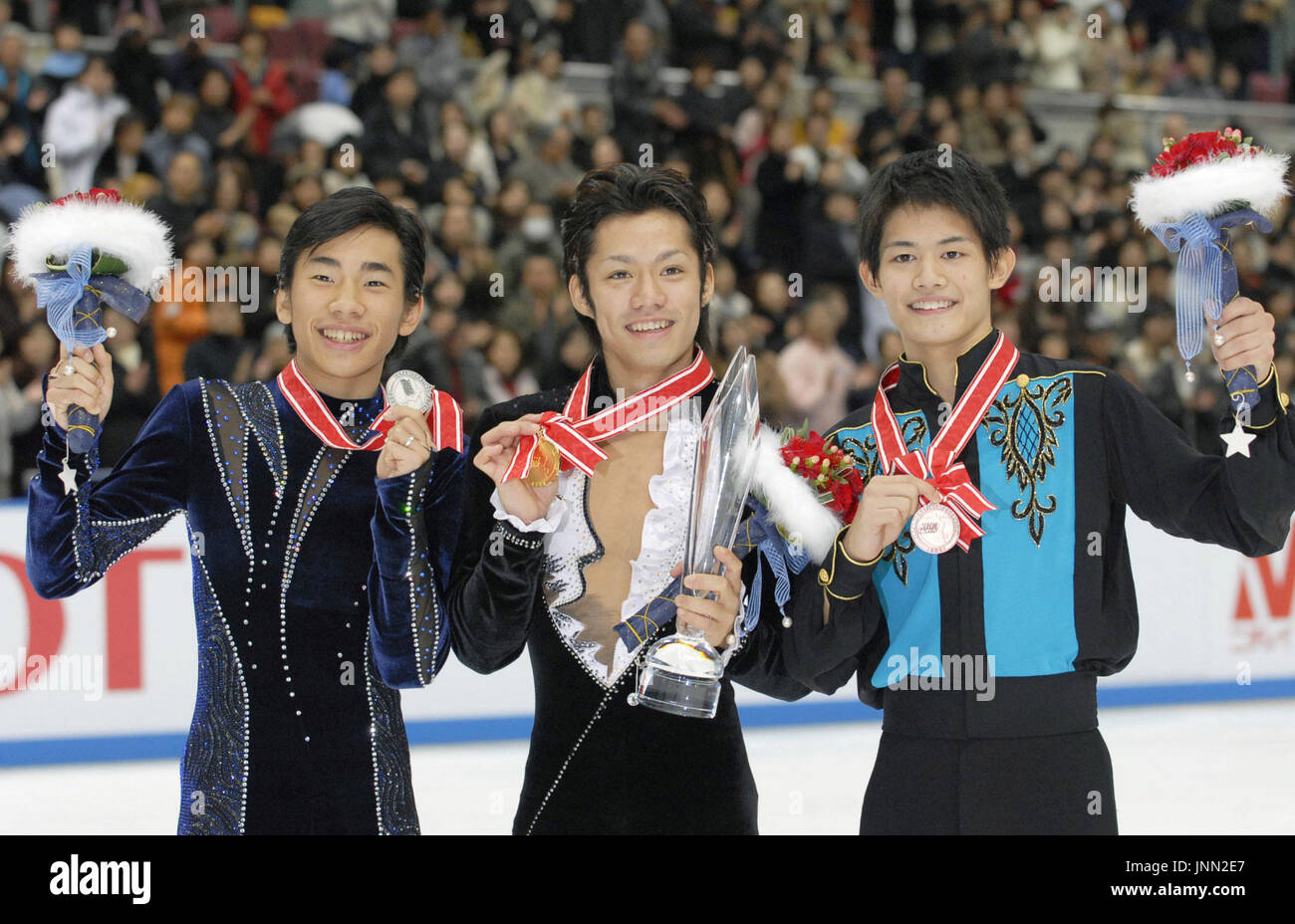 NAGANO, Japan - Japan's three medalists in the men's program at the NHK Trophy figure skating ...