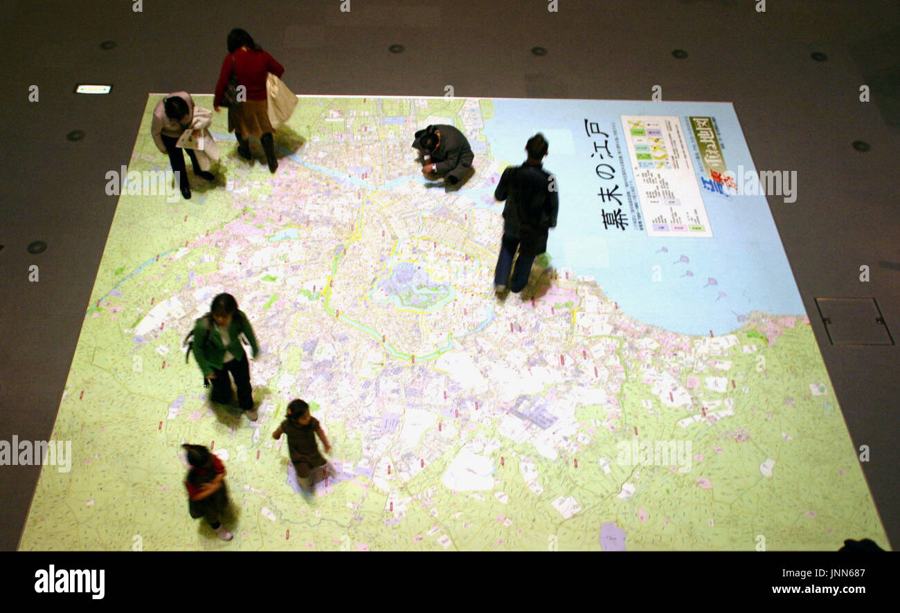 TOKYO, Japan - A large map of the capital Edo on the floor of the ...