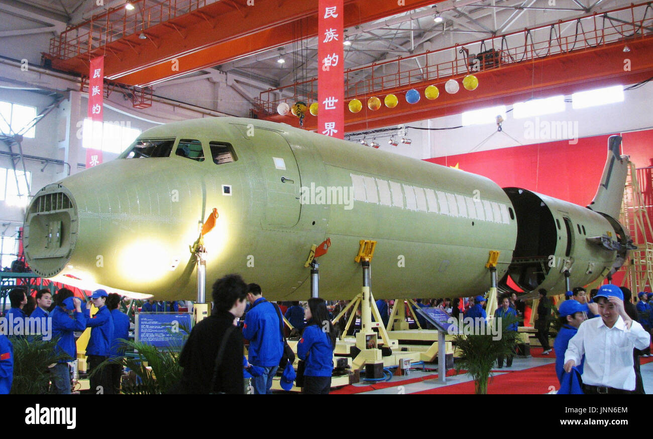 SHANGHAI, China - The assembly of a fuselage of China's first ...