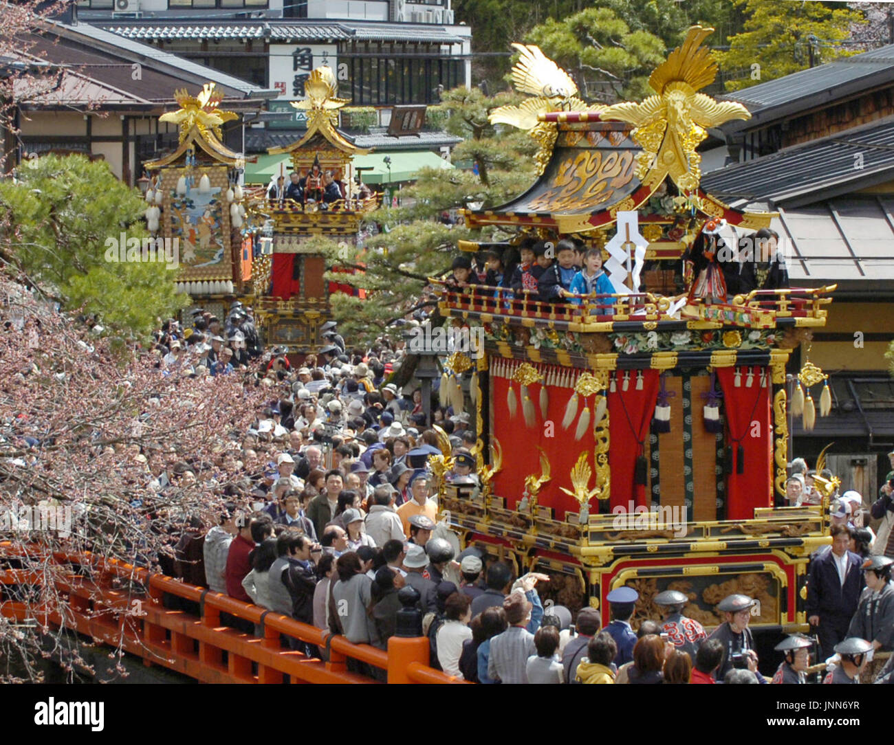 TAKAYAMA, Japan - Floats proceed through the streets of Takayama in ...