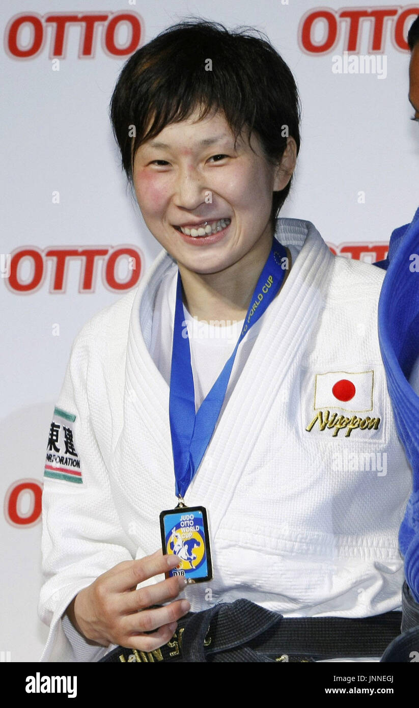 HAMBURG, Germany - Japan's Yoshie Ueno smiles on the podium after ...