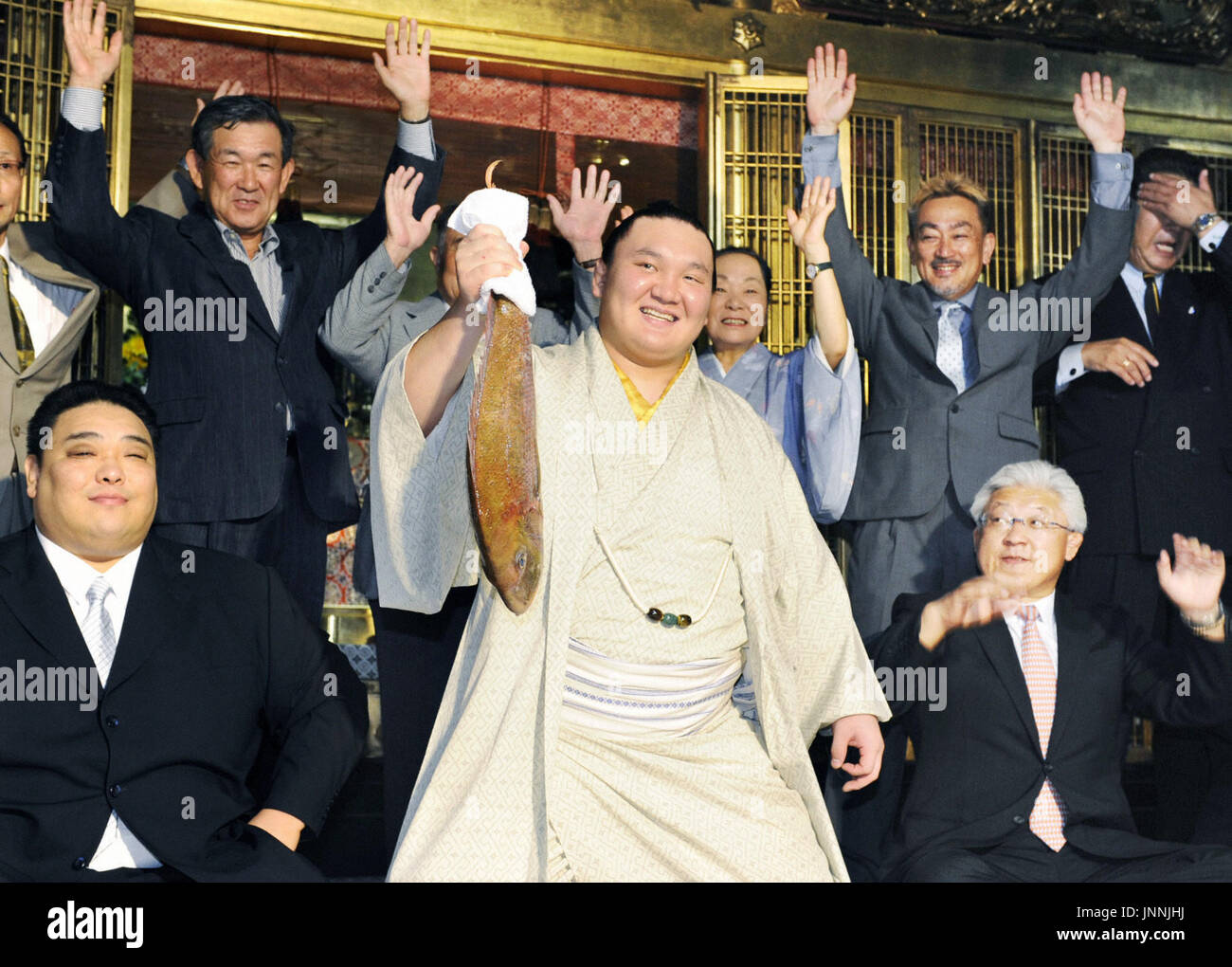 NAGOYA, Japan - Mongolian yokozuna (grand champion) Hakuho (C ...