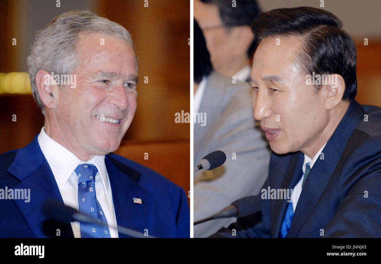 SEOUL, South Korea - Two separate photos shows U.S. President George W ...