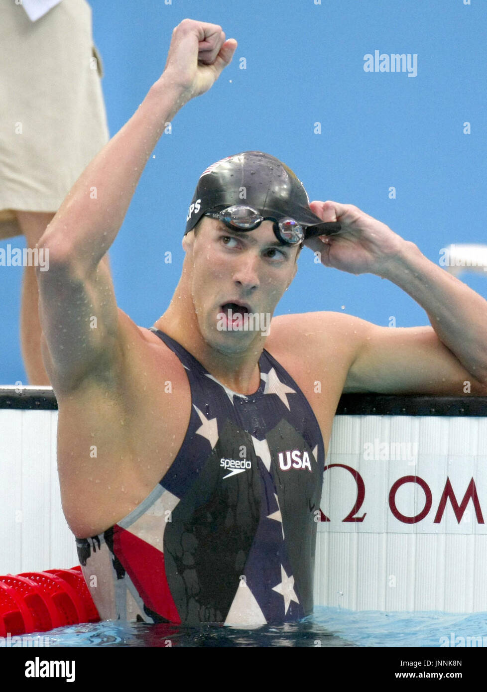 BEIJING, China - Michael Phelps of the United States celebrates after ...