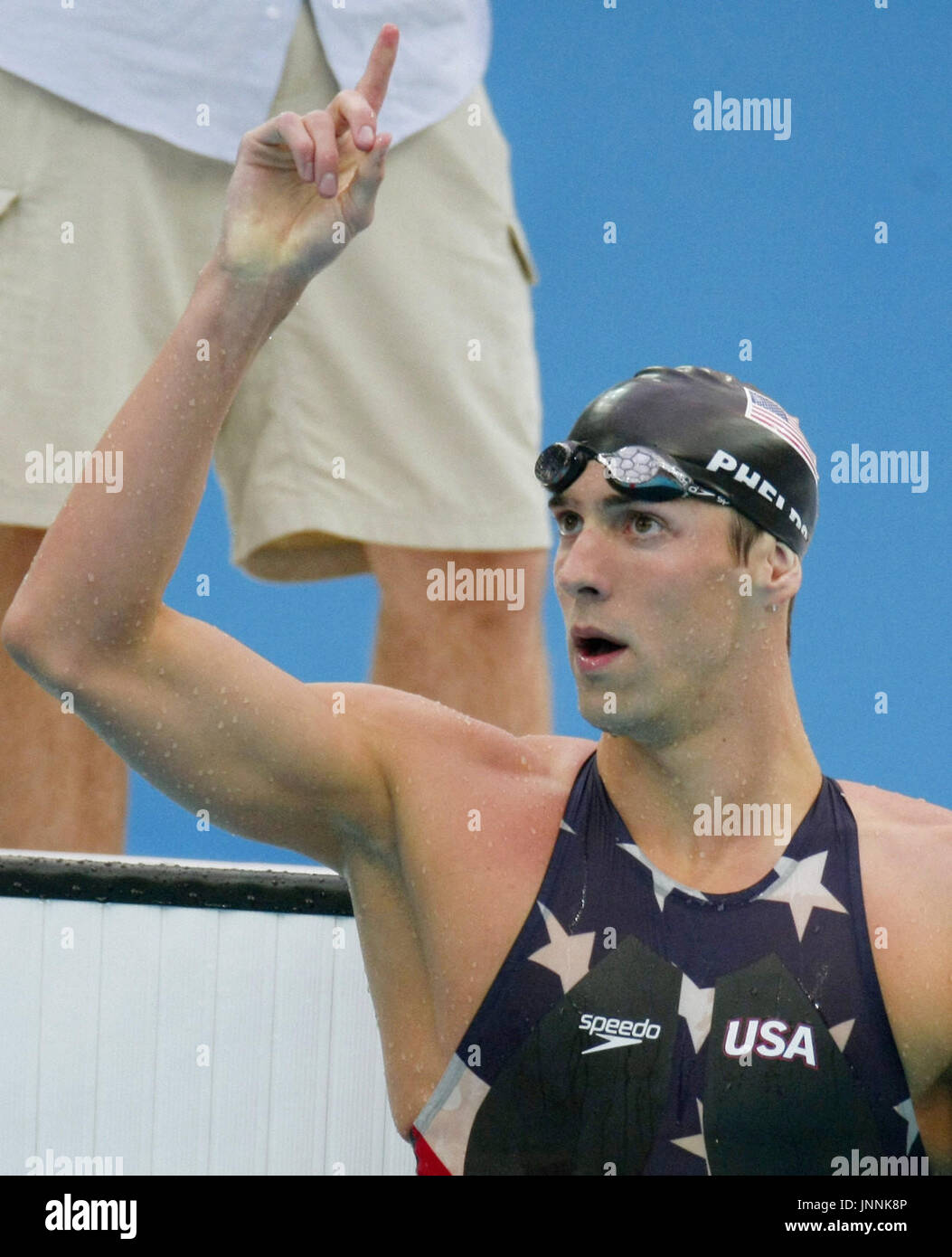 BEIJING, China - Michael Phelps of the United States celebrates after ...