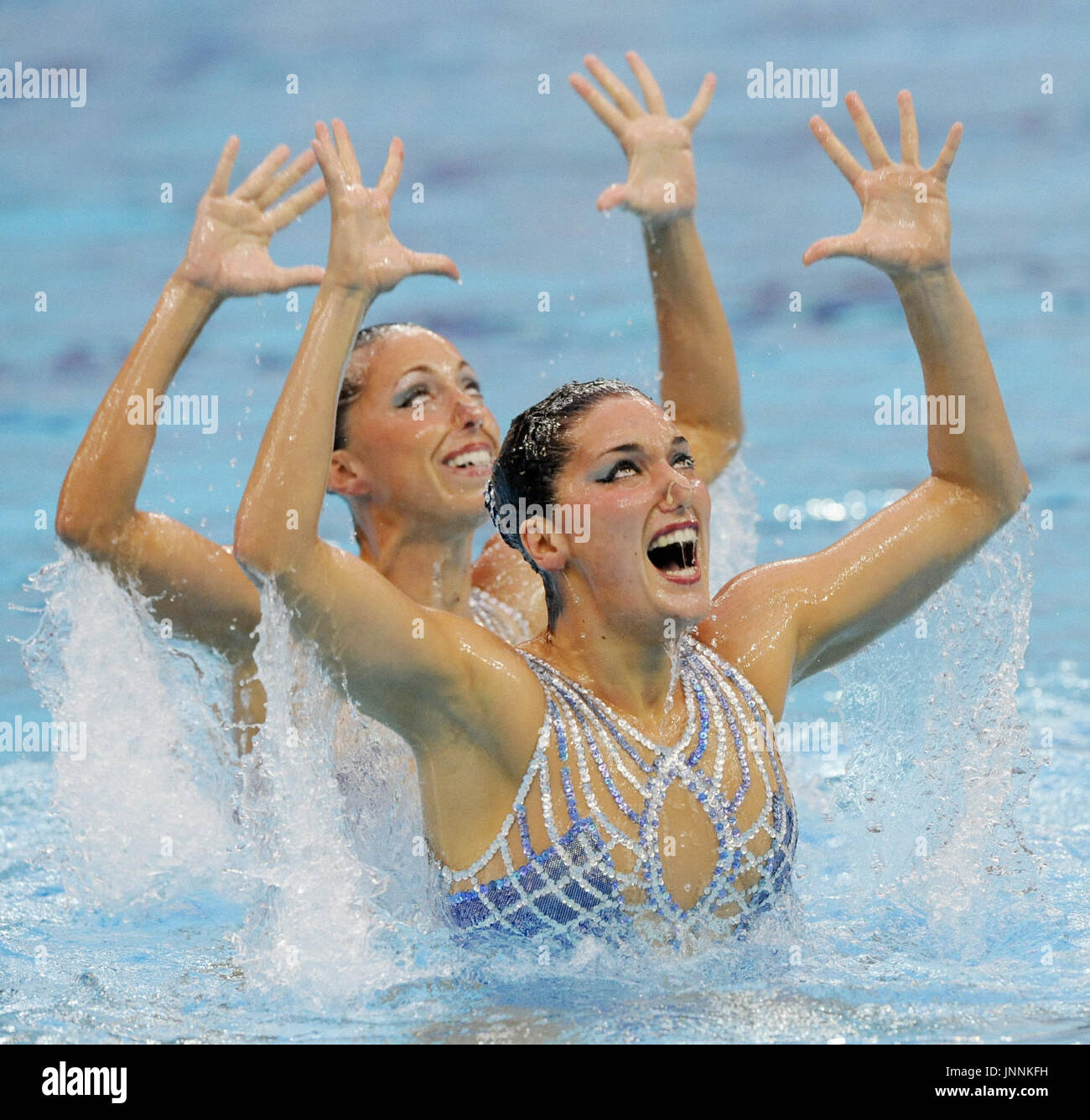 BEIJING, China - Spain's Andrea Fuentes (L) and Gemma Mengual perform ...