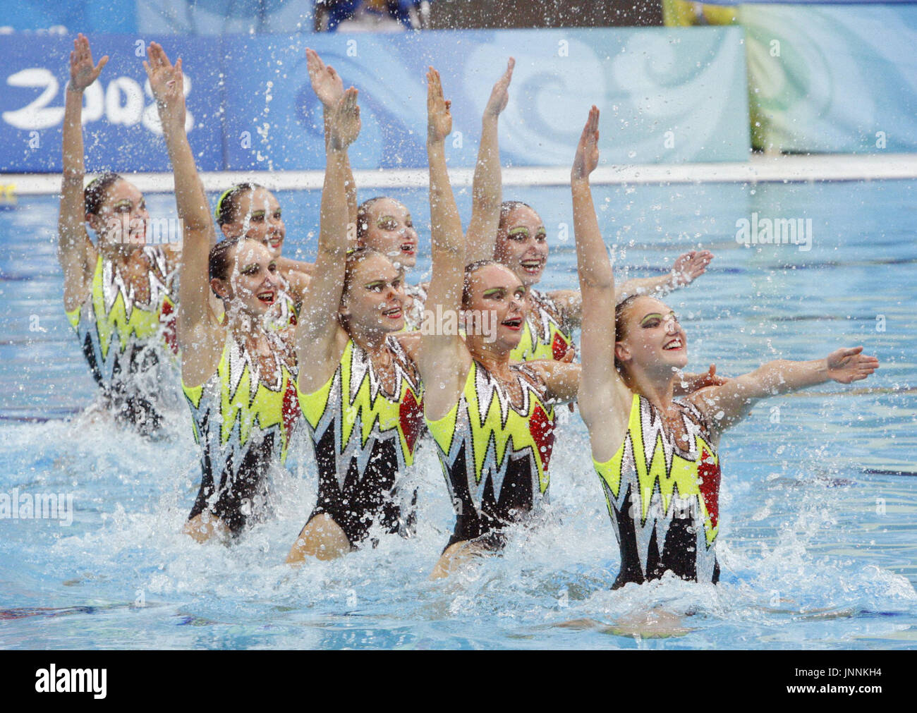 BEIJING, Japan - Russian swimmers perform during the technical routine ...