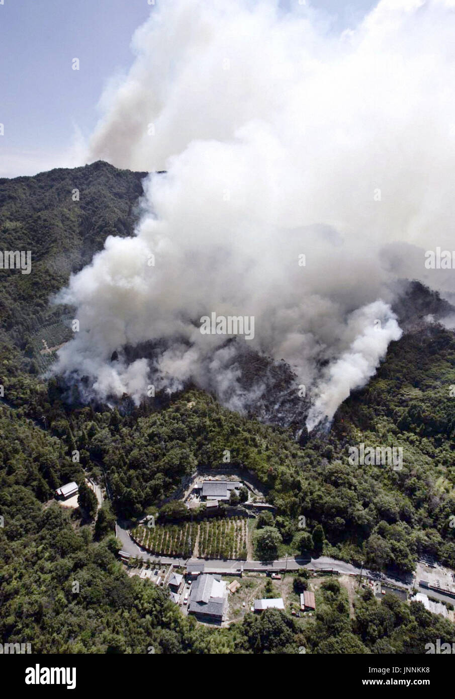 OSAKA, Japan - A bushfire burns in the Asakura district of Imabari ...