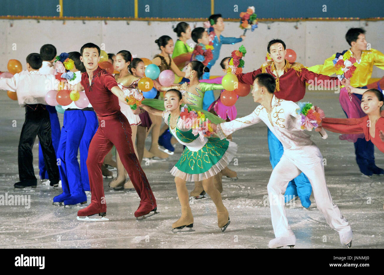 PYONGYANG, North Korea - Figure skaters take part in an ice show held ...