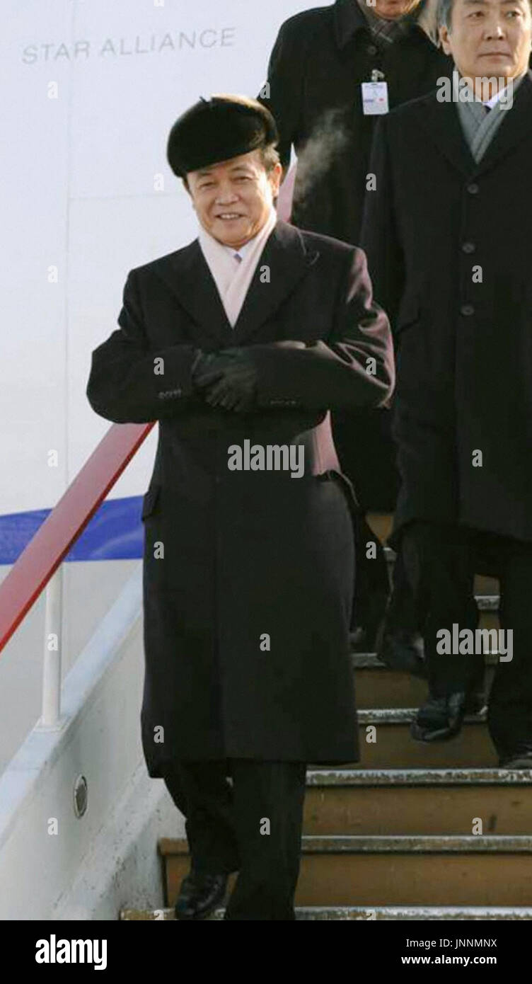 YUZHNO-SAKHALINSK, Russia - Japanese Prime Minister Taro Aso arrives in ...