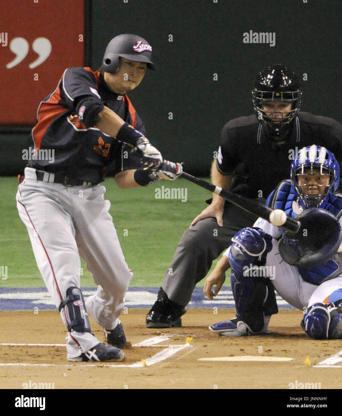 TOKYO, Japan - Japan's left fielder Norichika Aoki hits an RBI single ...