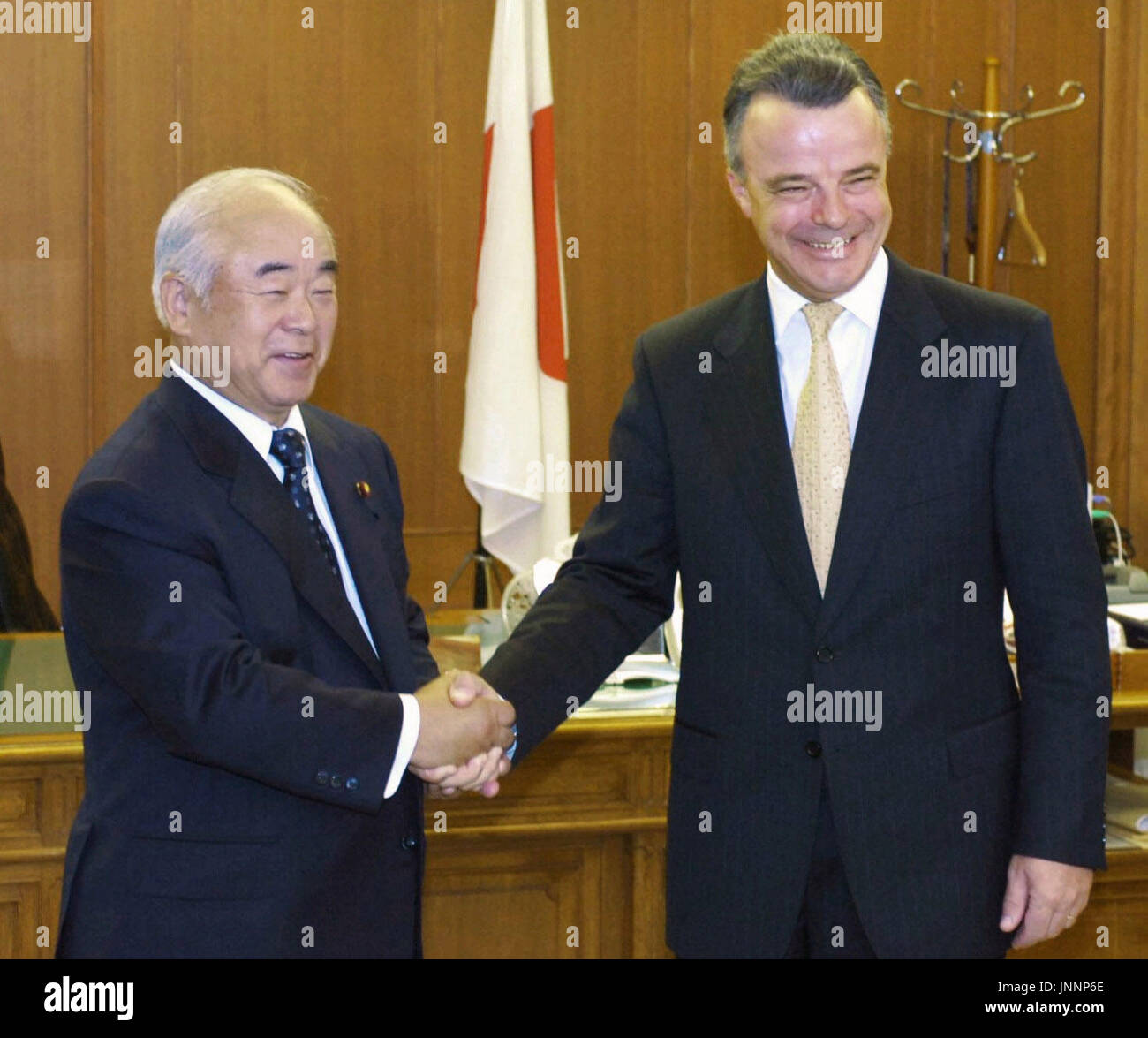 TOKYO, Japan - Japanese Defense Minister Fumio Kyuma (L) and his ...