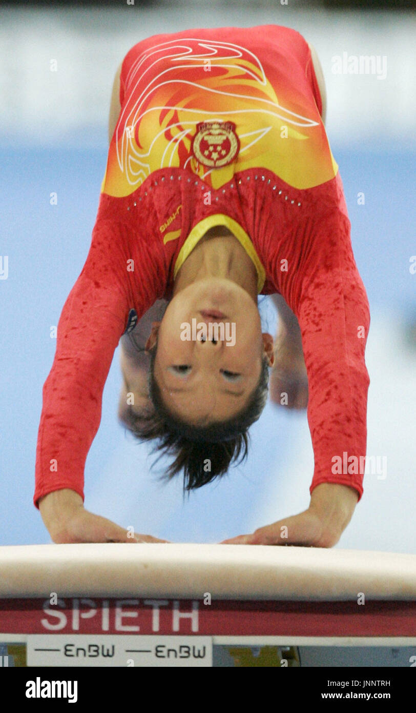 STUTTGART, Germany - China's Cheng Fei performs on the vault in the ...