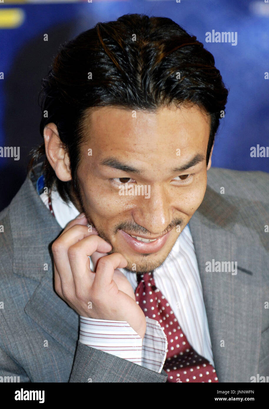 TOKYO, Japan - Former Japanese soccer icon Hidetoshi Nakata speaks at a ...