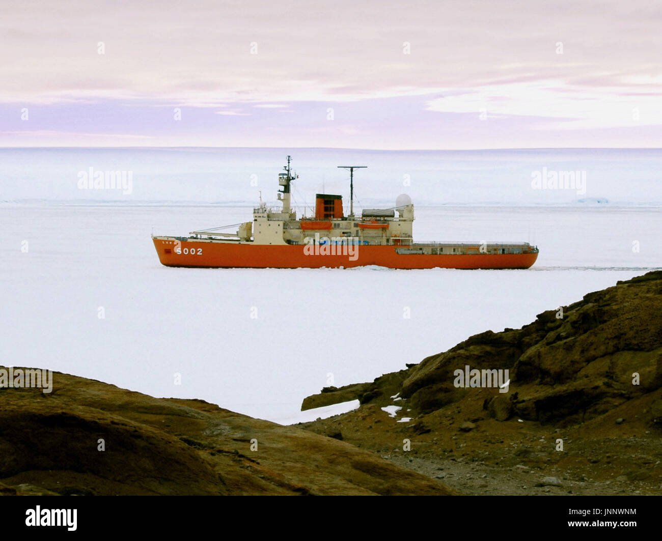 TOKYO, Japan - The icebreaker Shirase arrives in fast ice about 1,500 ...