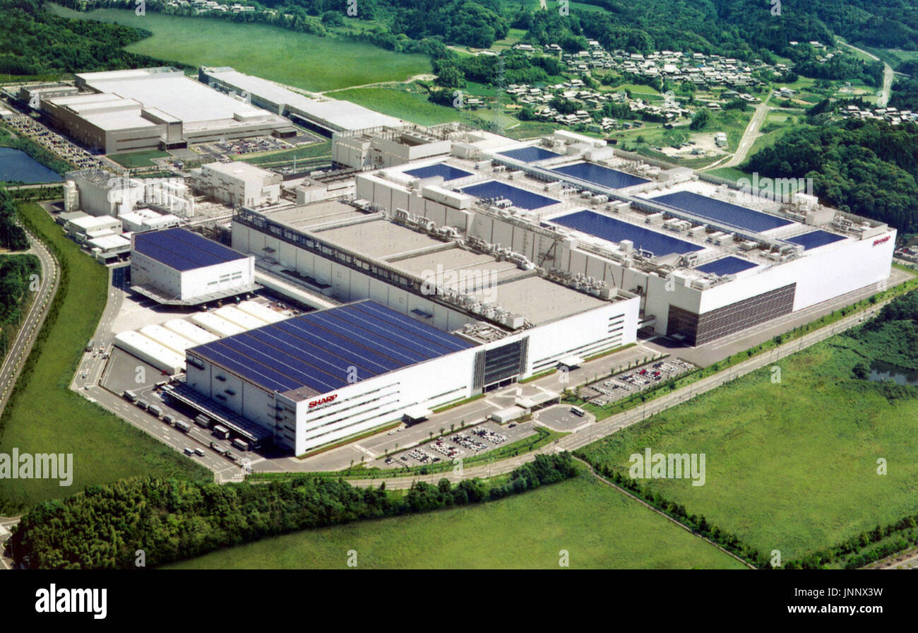 OSAKA, Japan - An aerial view of a Sharp Corp. LCD TV panel plant in ...