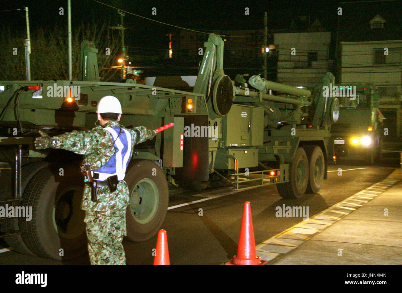 YOKOSUKA, Japan - A convoy of launchers of PAC-3 missile interceptors ...