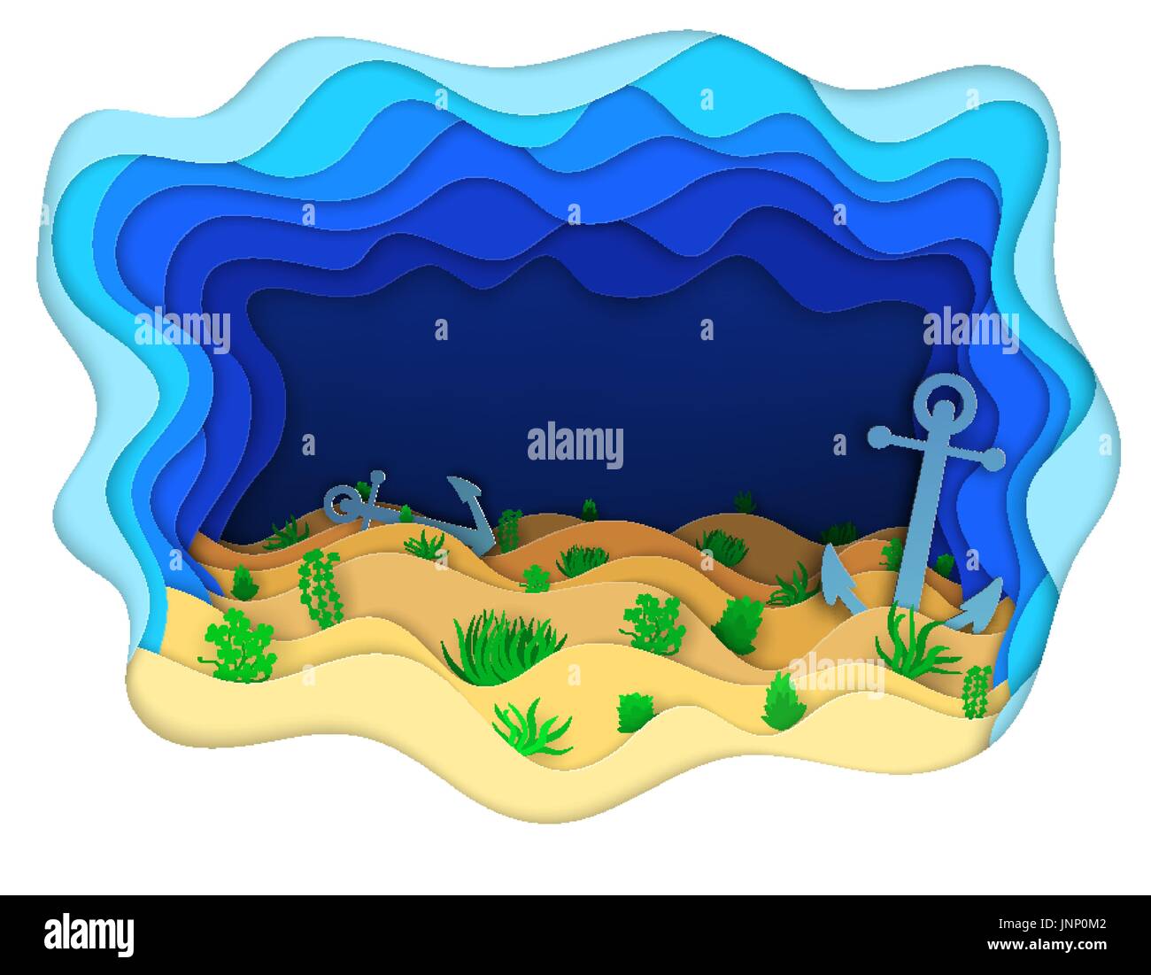 Vector illustration of sea bottom and anchor boat Stock Vector Image ...