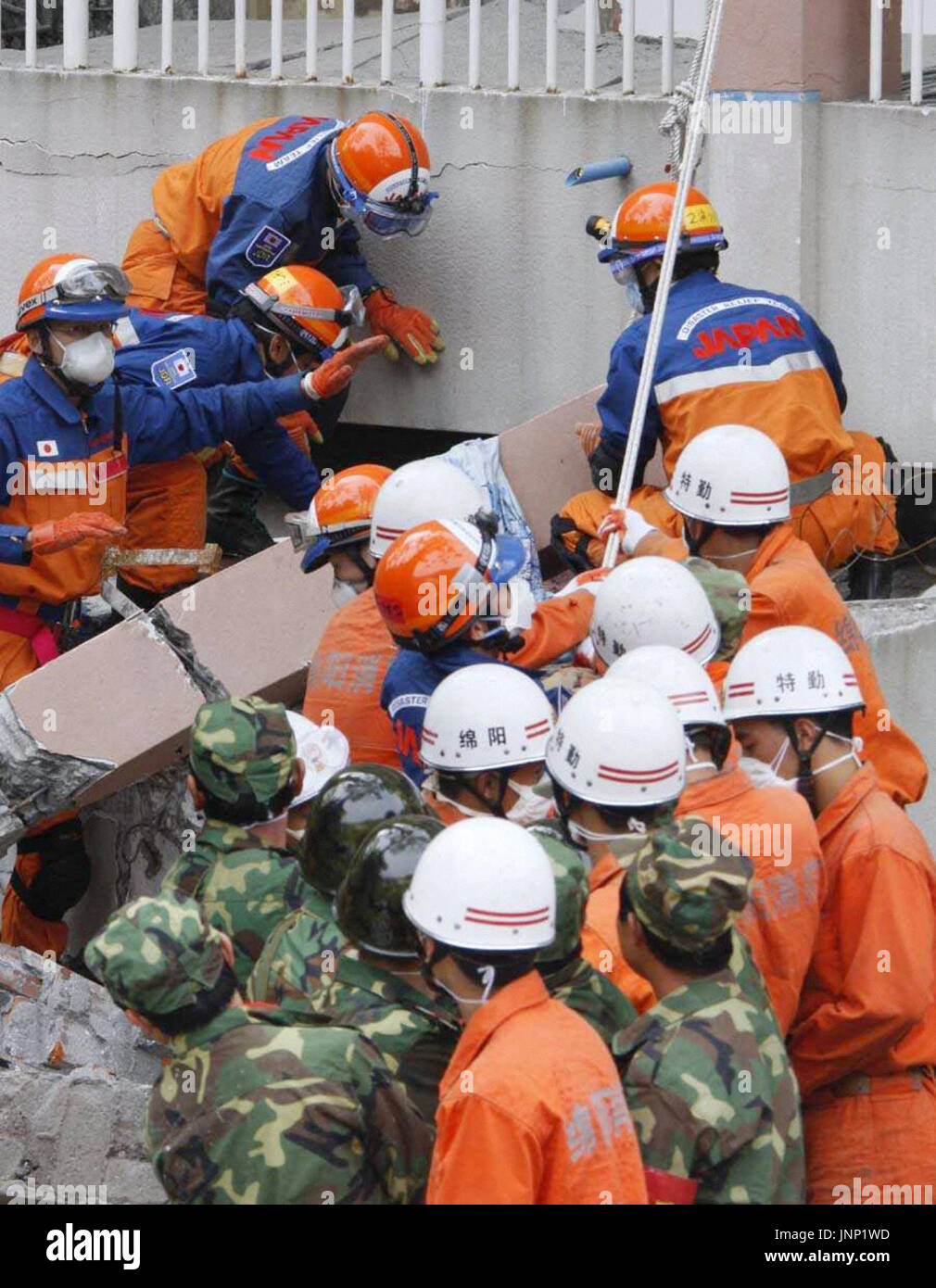 BEICHUAN, China - Members of a Japanese disaster relief team continue ...