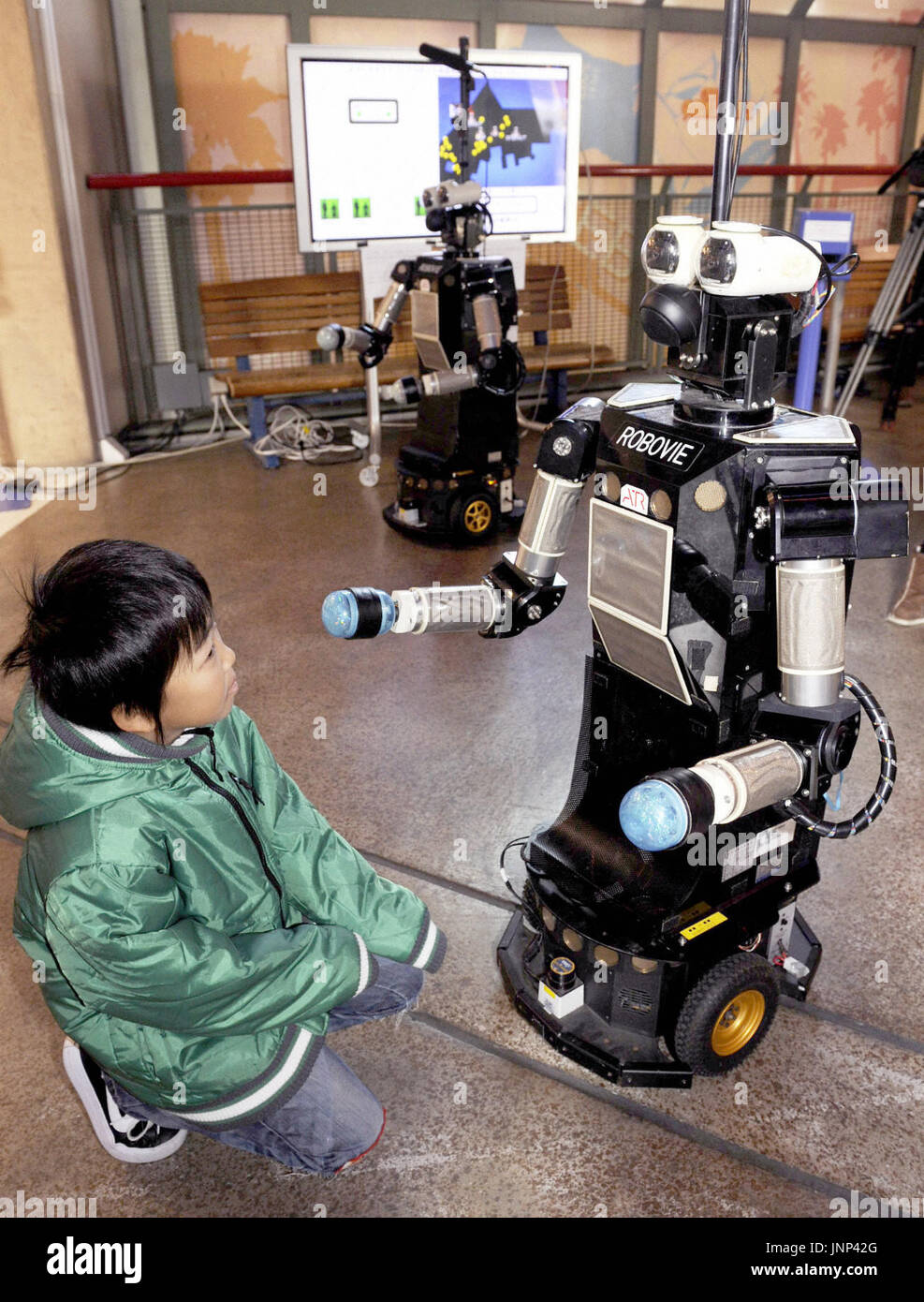 OSAKA, Japan - Robovie-II, one of four types of robot designed to guide ...