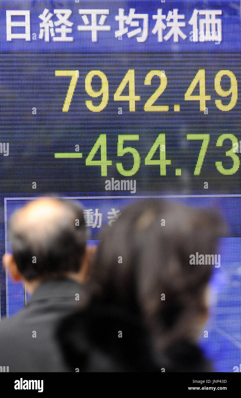 TOKYO, Japan - A digital stock quotation board outside a brokerage in ...