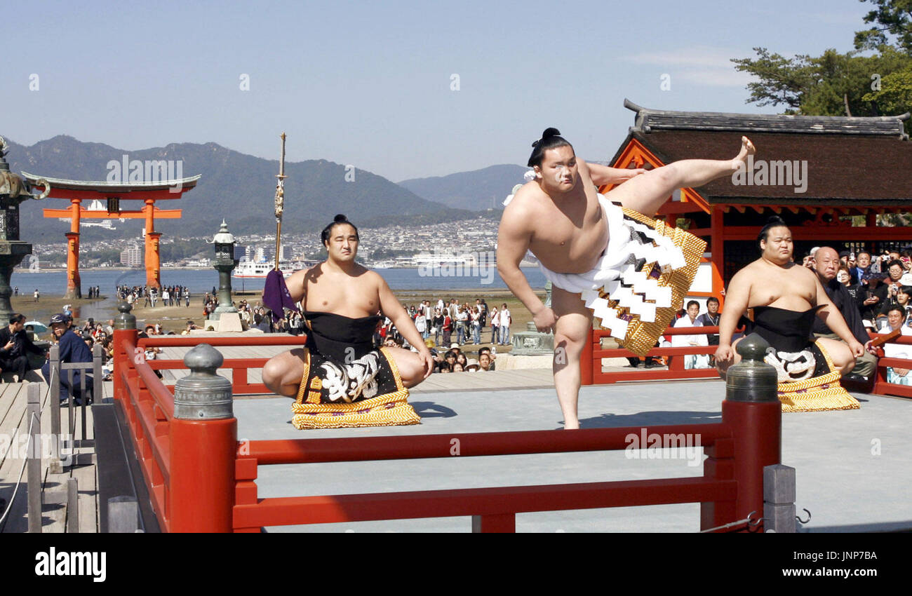 HIROSHIMA, Japan - Yokozuna Hakuho, the Mongolian sumo grand champion ...