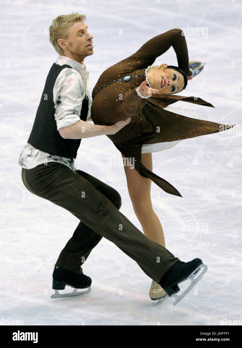 SENDAI, Japan - Isabelle Delobel (R) and Olivier Schoenfelder of France ...