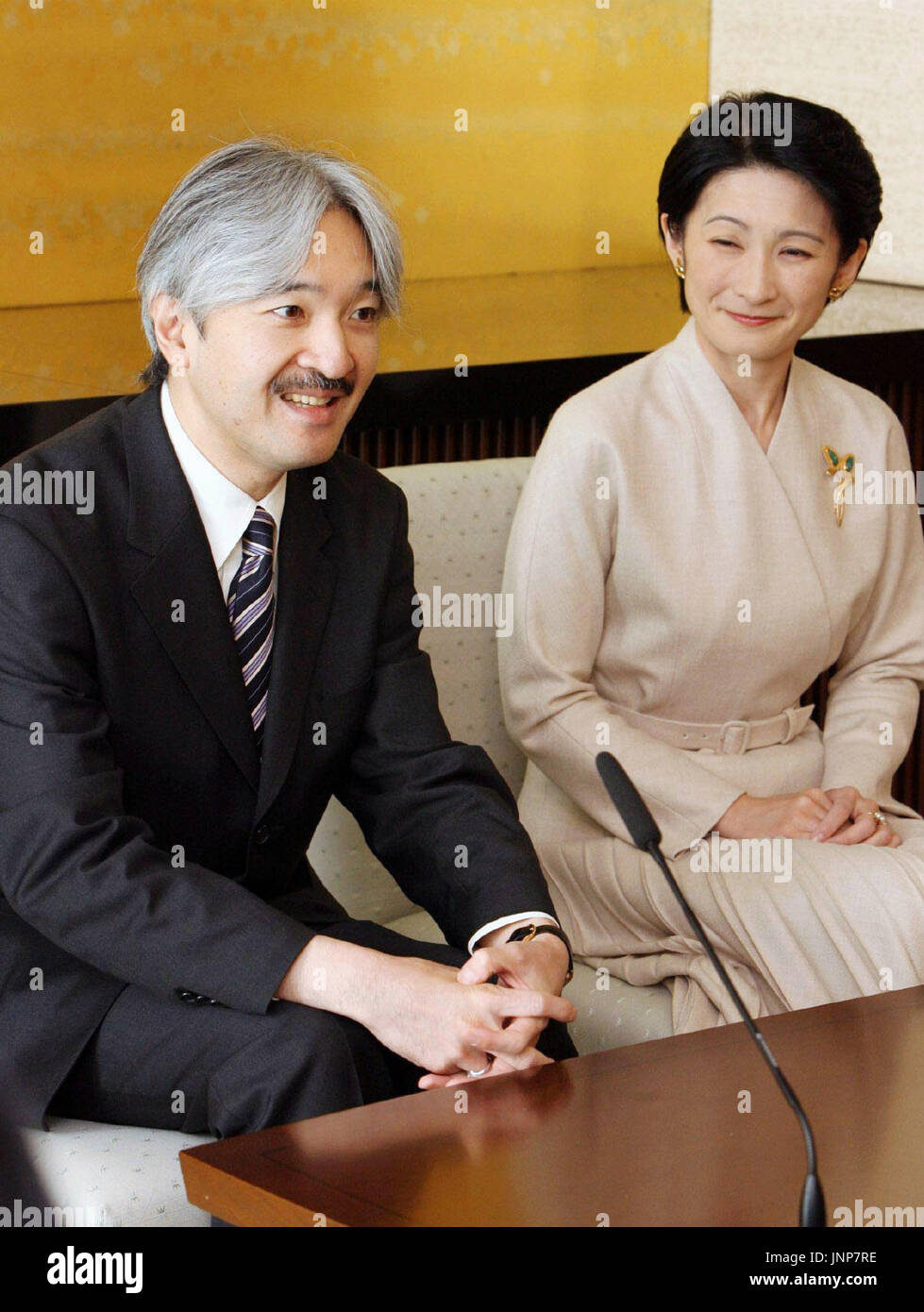 TOKYO, Japan - Prince Akishino (L) and his wife Princess Kiko hold a ...