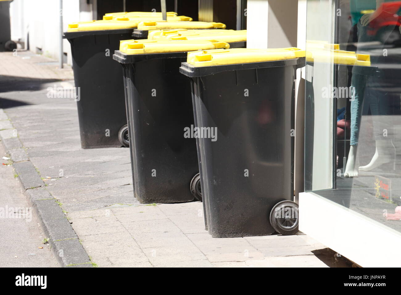 Yellow Recycling Bins for plastic Waste Stock Photo - Alamy
