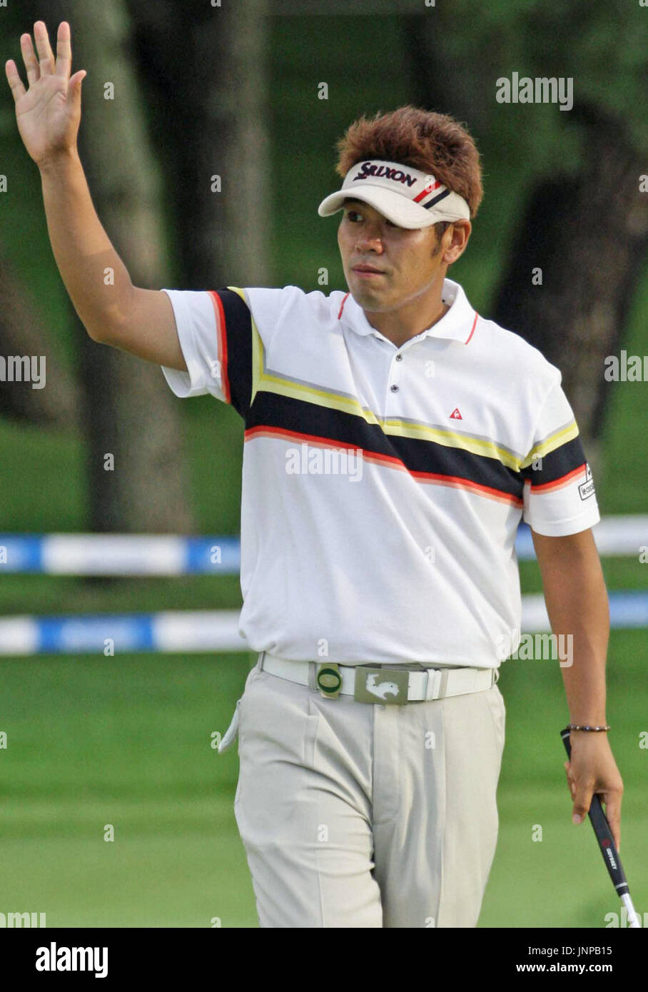 SHIMA, Japan - Shintaro Kai acknowledges fans after taking a birdie at ...