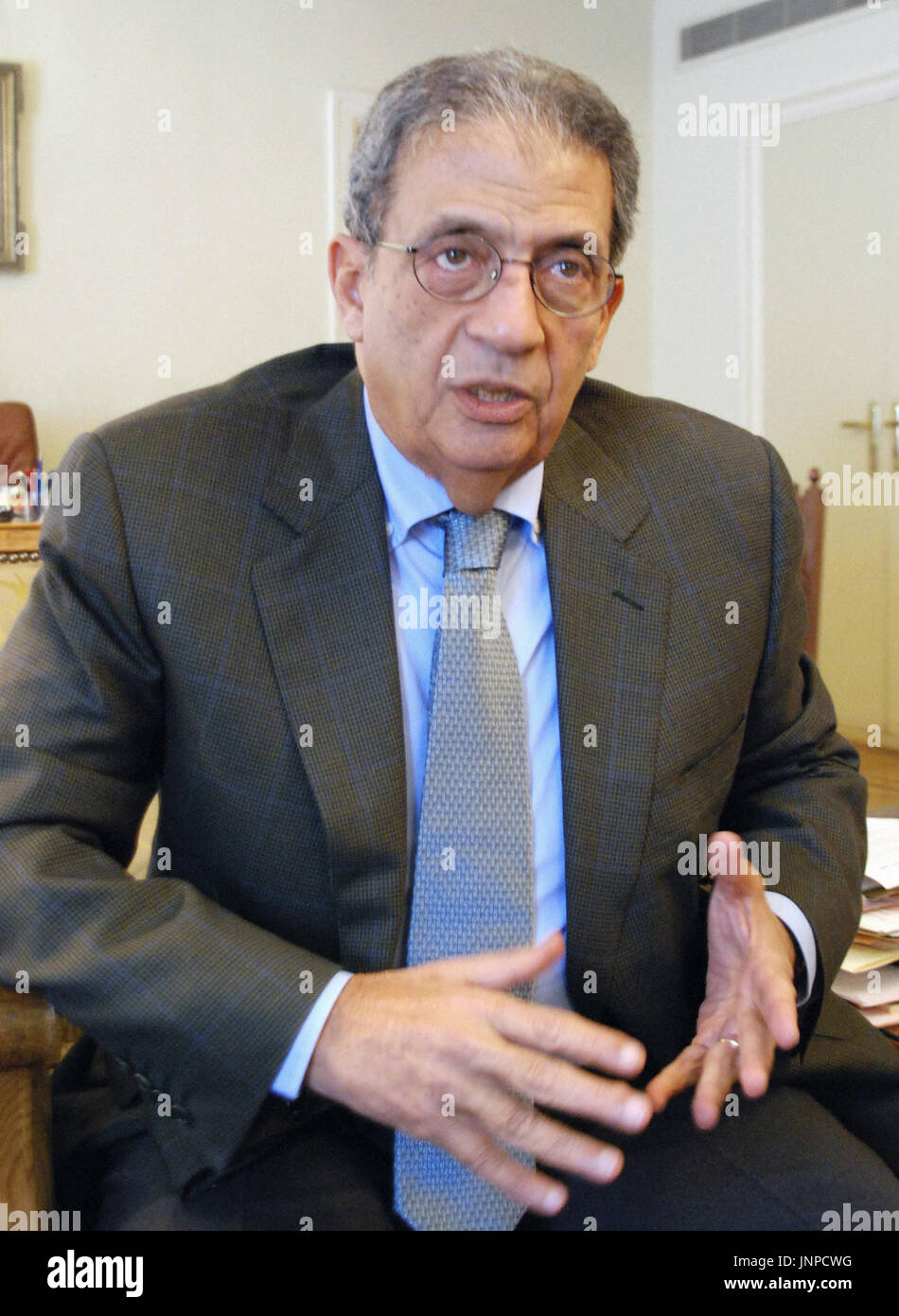 CAIRO, Egypt - Arab League Secretary General Amr Moussa speaks in an ...