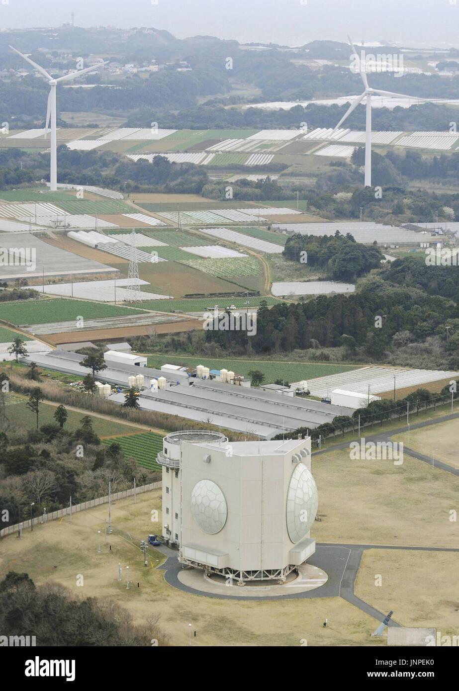 TOKYO, Japan - An aerial photo, taken April 4, of the FPS-5 radar at ...