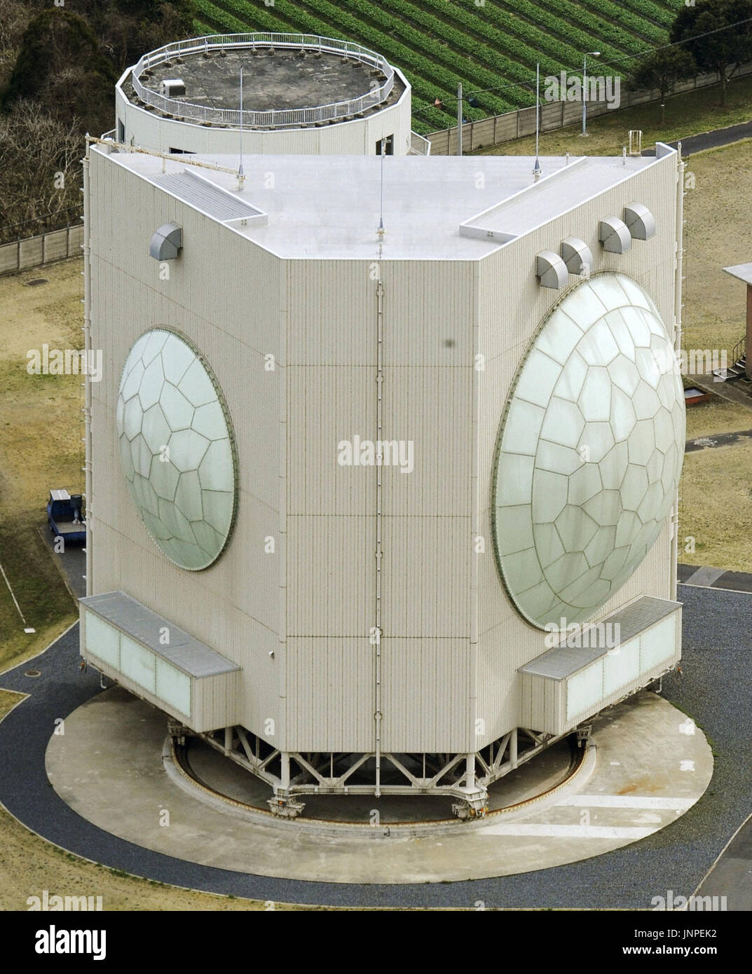 TOKYO, Japan - An aerial photo, taken April 4, of the FPS-5 radar at ...
