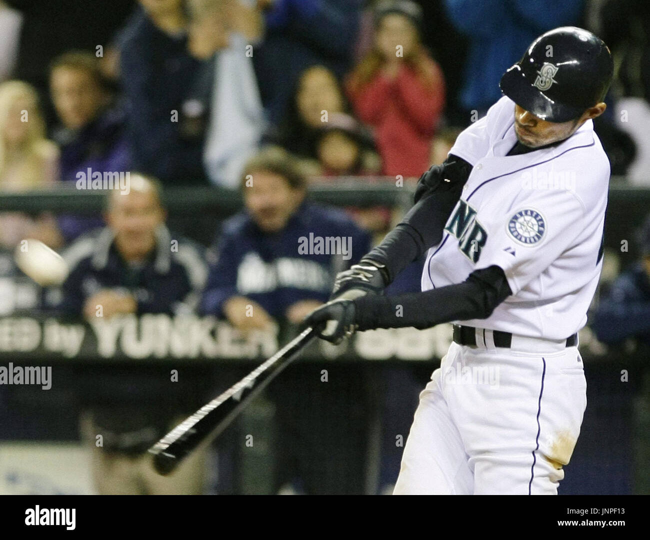SEATTLE, United States - The Seattle Mariners' Ichiro Suzuki hits a ...