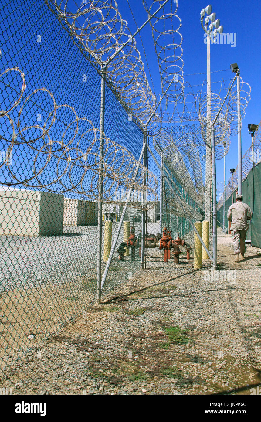 GUANTANAMO BAY NAVAL BASE, Cuba - Barbwire fences surround Camp 4 of ...