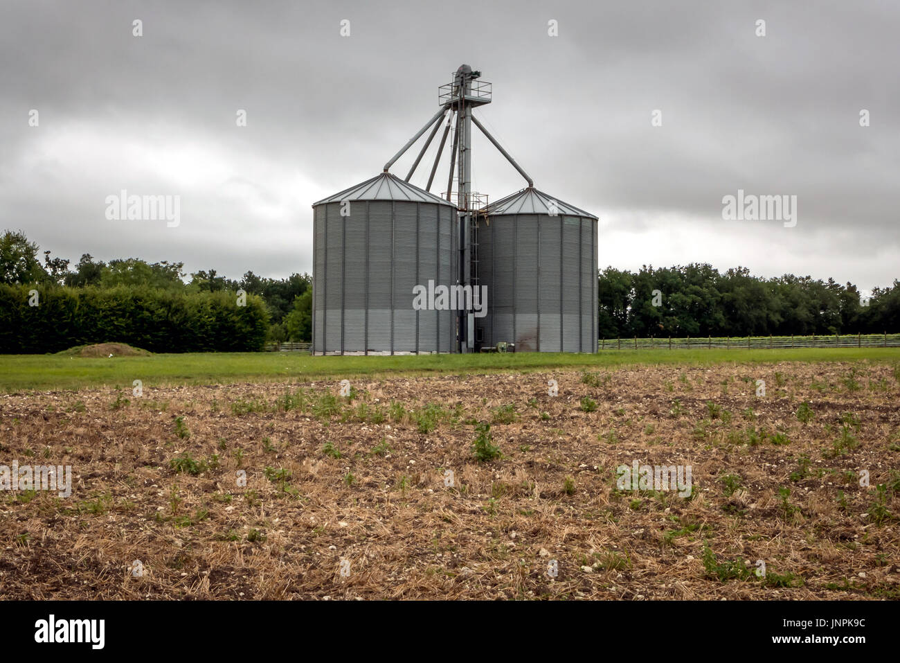 Grain tower in Lachaise, south west France Stock Photo - Alamy